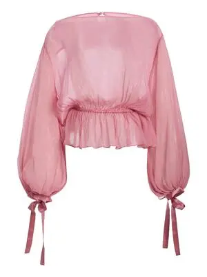 MEL USINE Coralie Silk Chiffon Blouse - Pink