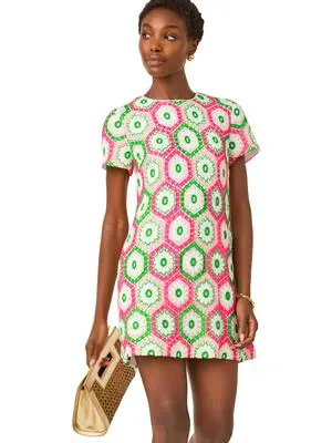 Lilly Pulitzer® Leyla Crochet Shift Dress - Aqua Isle Bougainvillea All Over