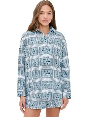 PLAYA LUCILA Playa Lucila Tile Print Cotton Shirt