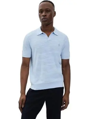 Polo Ralph Lauren Short-sleeve Cotton Blend Textured Johnny Polo - Office Blue/deckwash White
