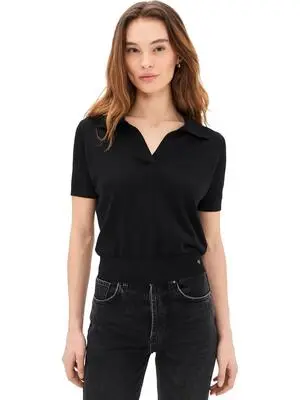 ANINE BING Moni Polo Sweater - Black
