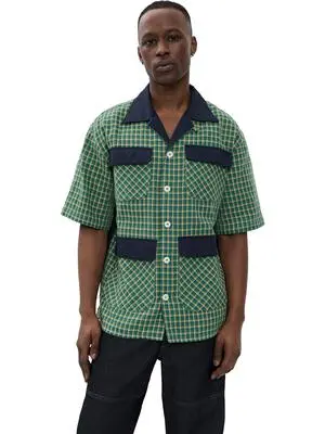 NICHOLAS DALEY Aloha Check Woven Shirt - Green Check