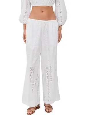 Playa Lucila Wide-leg Eyelet Pants - White