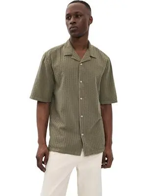 Officine Générale Eren Seersucker Shirt - Burnt Olive