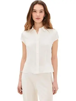 Theory Cap-sleeve Silk Blouse - Ivory