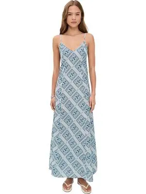 Playa Lucila Printed Cotton Maxi Dress - Mint
