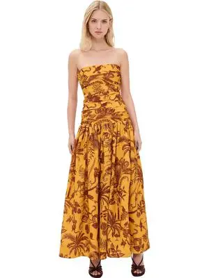 ALEMAIS Banana Blossom Ruched Gown - Marigold