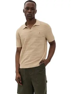 Polo Ralph Lauren Textured Cotton Polo Shirt - Dune Tan/deckwash White