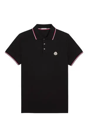 Moncler Logo-appliquéd Piqué Cotton Polo Shirt - Black