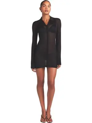 SKIMS Slinky Knit Button-down Mini Dress - Obsidian
