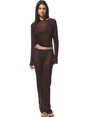 SKIMS Crew Neck Long Sleeve Top - Currant