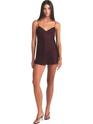 SKIMS Stretch Satin Mini Dress With Triangle Neck - Currant