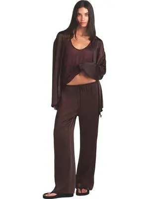 SKIMS Straight Leg Lightweight Satin Pants - Espresso