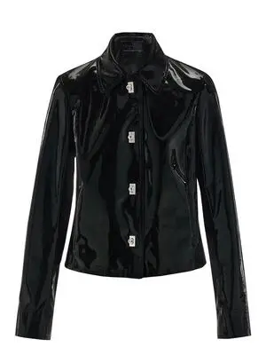 FERRAGAMO Boxy Nappa Leather Jacket - Black
