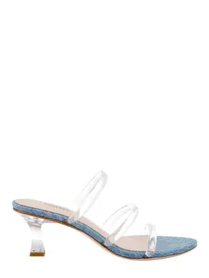 L'Agence Ludovica Kitten-heel Sandal - Light Blue Denim