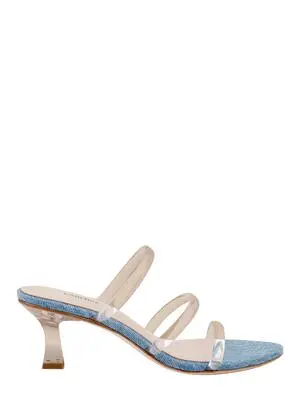 L'Agence Ludovica Kitten-heel Sandal - Light Blue Denim