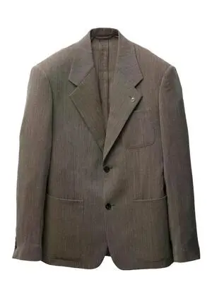 Versace Herringbone Wool Crêpe Blazer - Brown