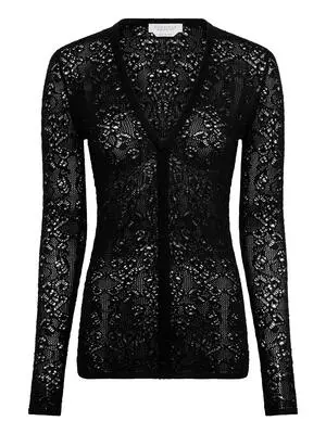 Gabriela Hearst Ultraris Lace Knit Merino Wool Cardigan - Black