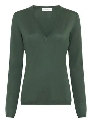 Gabriela Hearst Clementia Knit V-neck Sweater - Olive