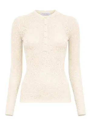 Gabriela Hearst Gaviran Lace Knit Henley - Off White