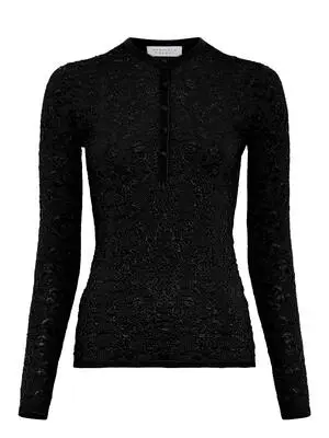 Gabriela Hearst Gaviran Lace Knit Henley - Black