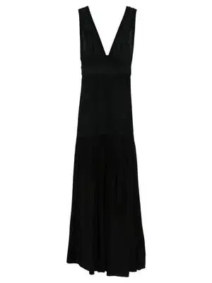 Sandro V-neck Knitted Maxi Dress - Black