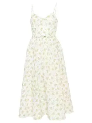 Sandro Lucette Floral-print Midi Dress - Neutrals
