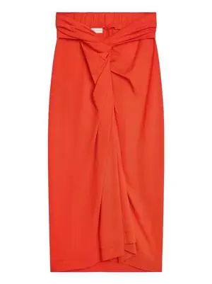 Dries Van Noten Knotted Jersey Midi Skirt - Red