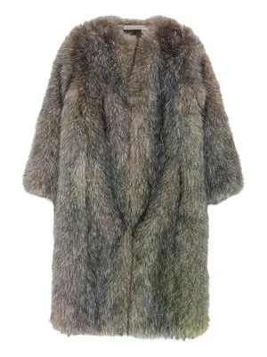 Maje Long-sleeved Faux Fur Coat - Grey