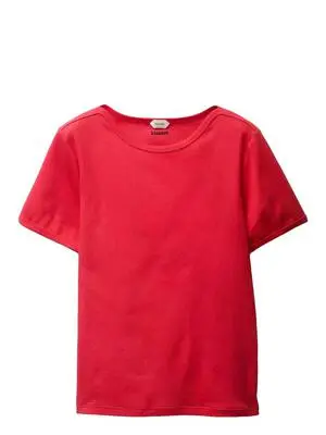 Versace Embroidered Ribbed Cotton-jersey T-shirt - Red