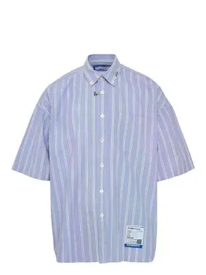 Mihara Yasuhiro Stripe Short Sleeve Shirt - Blue