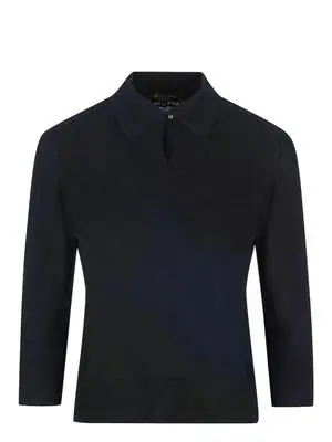 Loro Piana Collared Polo Top - Blue