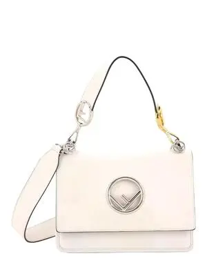 Fendi Kan I F Leather Medium Shoulder Bag - White