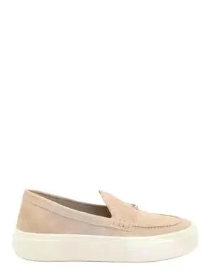 Hogan Crosswind Suede Charm Loafers - Neutrals