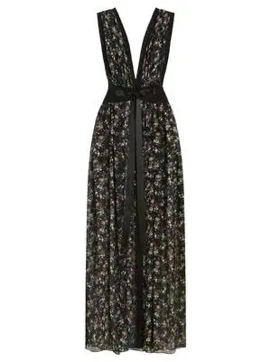 Dolce & Gabbana Lace Floral Maxi Dress - Black