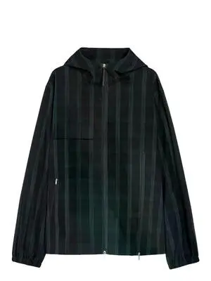 JIL SANDER Check Print Zipped Blouson - Black