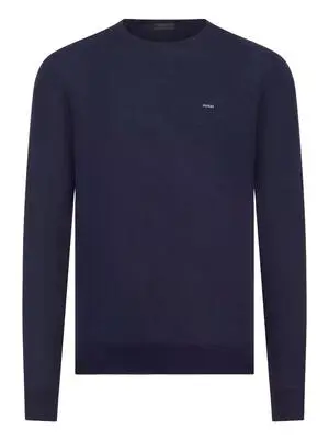 Prada Embroidered Fine-knit Sweater - Blue