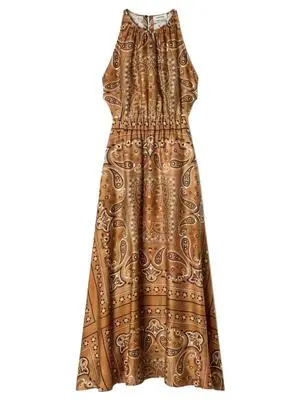 Sandro Maxi Bandana Print Dress - Brown