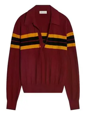 Dries Van Noten Striped Polo Shirt - Red