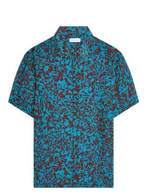 Dries Van Noten Floral-print Short-sleeve Shirt - Blue
