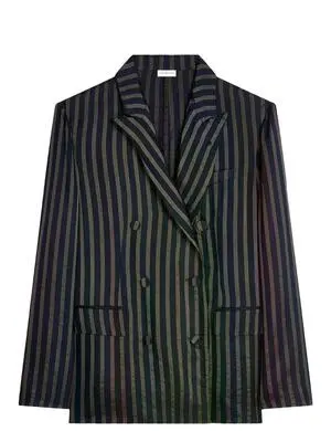 Dries Van Noten Striped Double-breasted Blazer - Blue