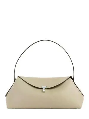 TOTEME Medium T-Lock Grained-Leather Shoulder Bag Neutrals