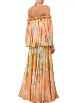 ZIMMERMANNWEAR Luna Twist Billow Gown - Coral Tie Dye