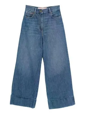 Valentino Garavani Wide Leg Cuffed Jeans - Blue