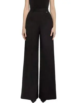 NISSA High-rise Wide-leg Palazzo Trousers - Black
