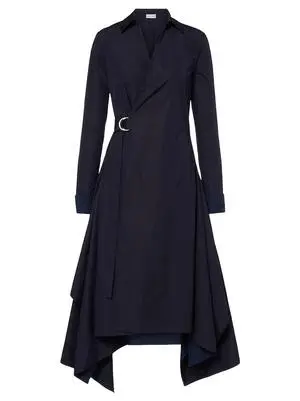 Loewe Draped Cotton Wrap Dress Blue