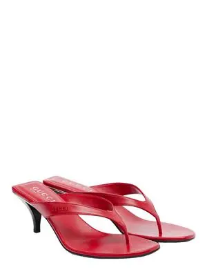 Gucci Vittoria Leather Thong Sandals - Red