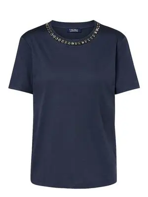 Max Mara Embellished Cotton-blend T-shirt - Blue