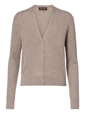 Loro Piana Ribbed Knit Cashmere And Silk Cardigan - Beige