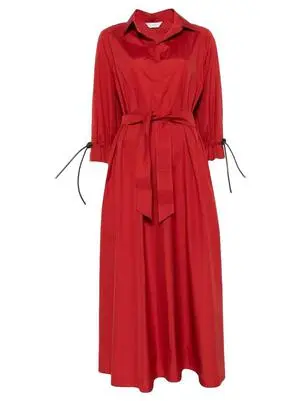 Max Mara Mirto Cotton Popeline Midi Dress - Red